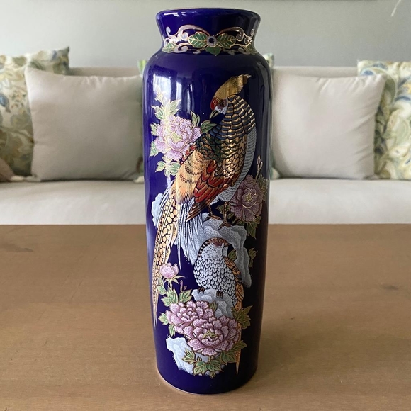 Accents | Vintage Japanese Pheasant Birds And Peonies Vase | Poshmark